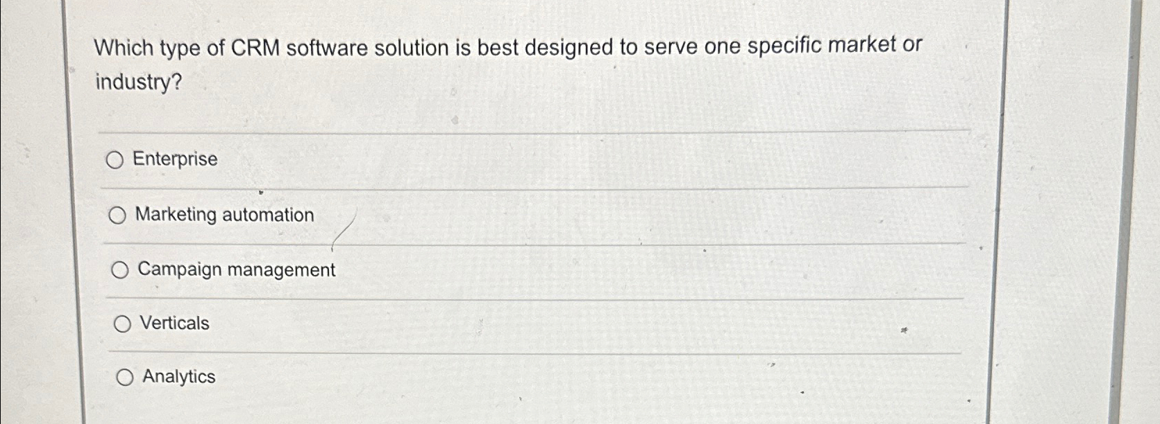 Solved Which type of CRM software solution is best designed | Chegg.com