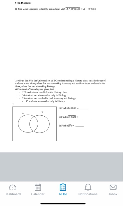 Solved Venn Diagrams 1) Use Venn Diagrams to test the | Chegg.com