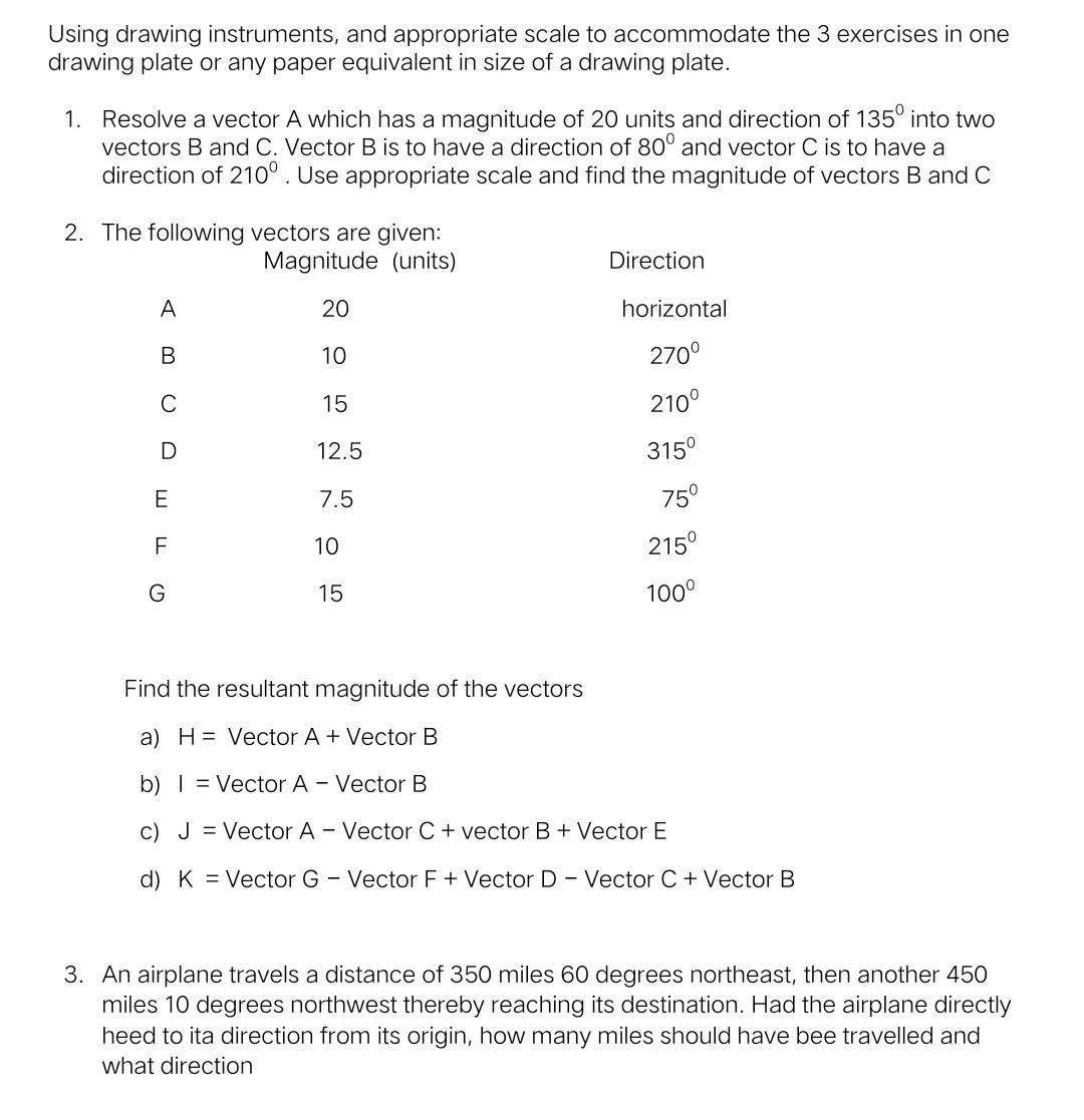 Solved Using drawing instruments, and appropriate scale to | Chegg.com
