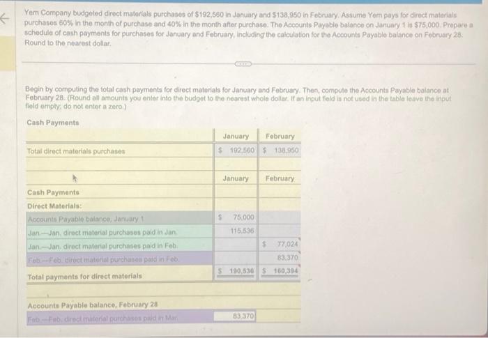 Solved Yem Company budgeted direct matertats purchases of | Chegg.com