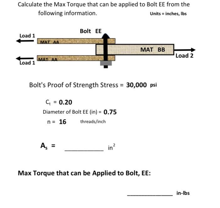Solved Calculate the Max Torque that can be applied to Bolt | Chegg.com