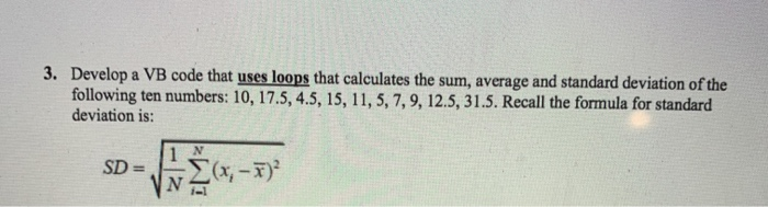 Solved 3. Develop a VB code that uses loops that calculates | Chegg.com