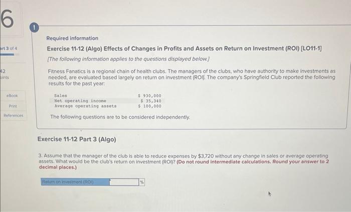 Solved Required information Exercise 11-12 (Algo) Effects of | Chegg.com