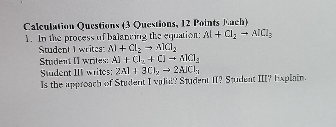 Solved by an EXPERT Calculation Questions (3 ﻿Questions, 12 ﻿Points | Chegg.com