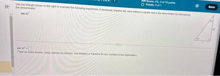 Solved Use the triangle shown to the right io evaluate the | Chegg.com