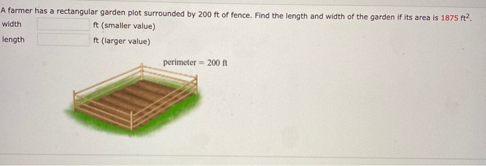 Solved A farmer has a rectangular garden plot surrounded by | Chegg.com