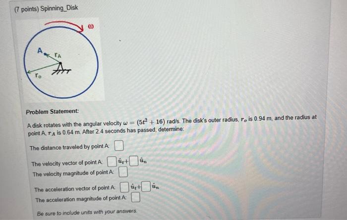 Solved (7 points) Spinning_Disk Problem Statement: A disk | Chegg.com