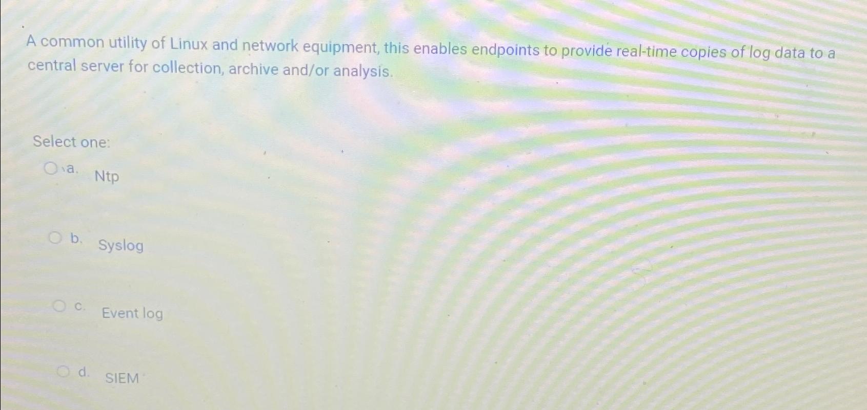 Solved A common utility of Linux and network equipment, this | Chegg.com