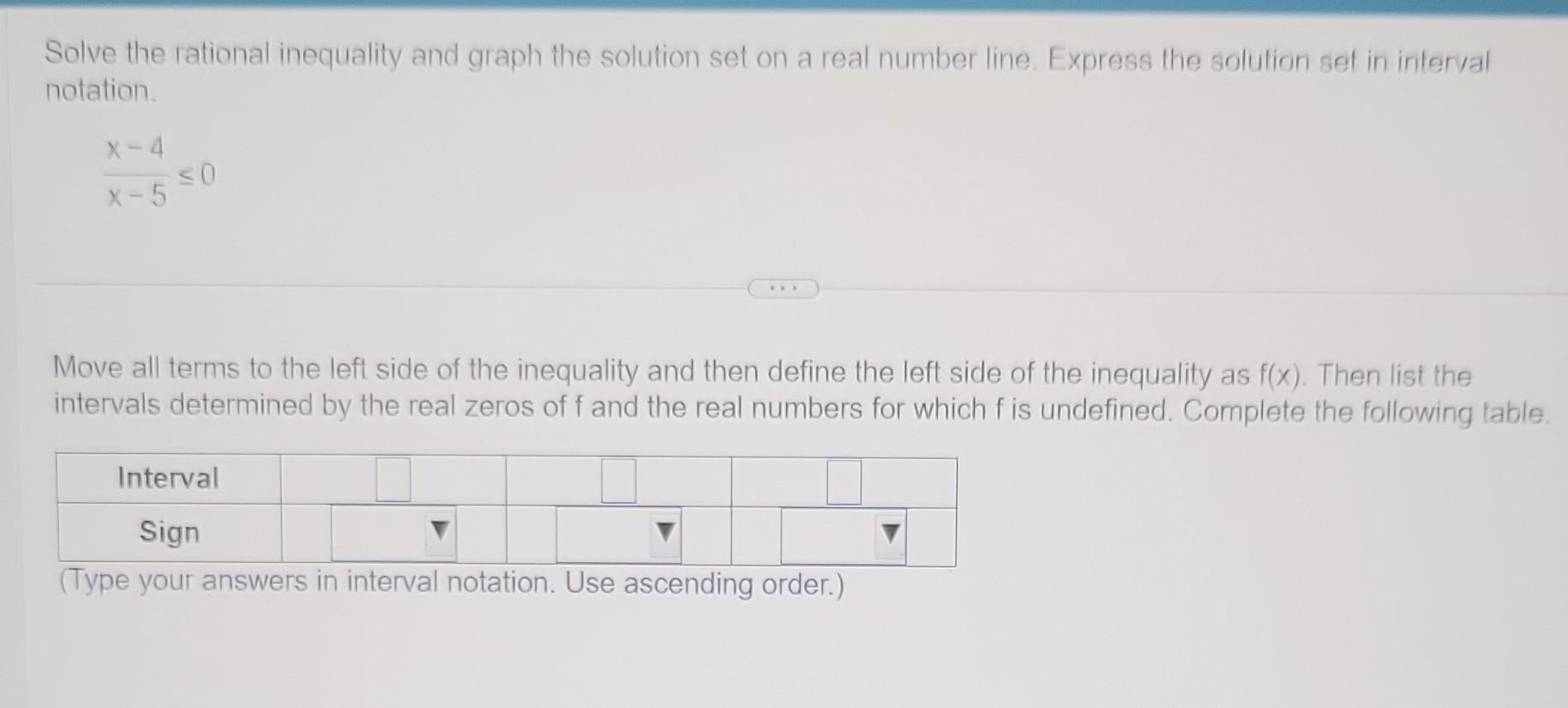 Solved Solve the rational inequality and graph the solution | Chegg.com