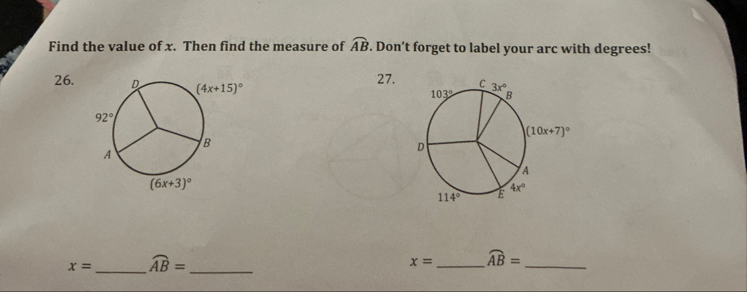 Solved Find the value of x; assume lines appearing tangent | Chegg.com