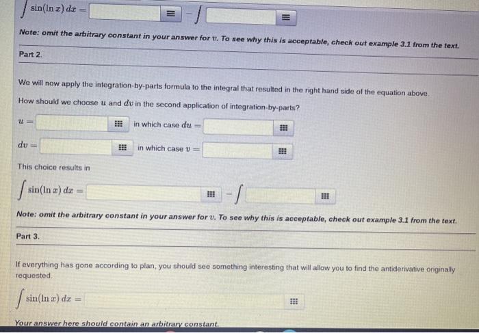 Solved (1 point) Integration by Parts - Indefinite Integral | Chegg.com