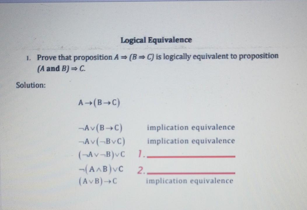Solved Logical Equivalence 1. Prove that proposition A = (B | Chegg.com