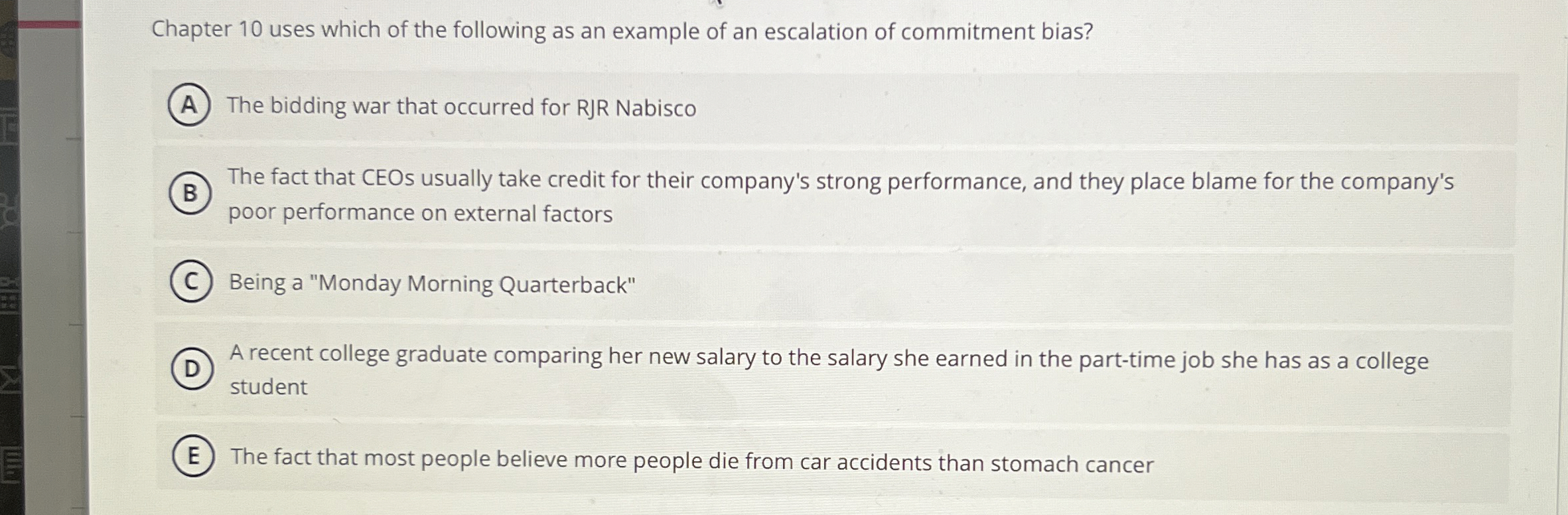 Solved Chapter 10 ﻿uses which of the following as an example | Chegg.com