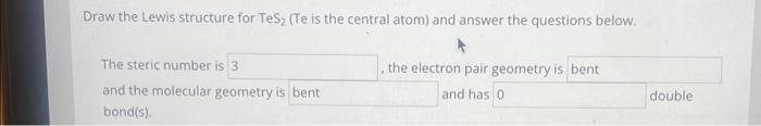 Solved Draw the Lewis structure for TeS2 ( Te is the central | Chegg.com