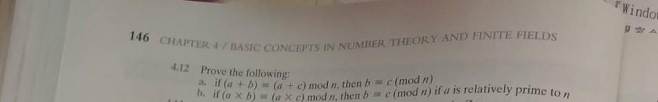 Solved Windo 146 CHAPTER / BASIC CONCEPTS IN NUMHER THEORY | Chegg.com