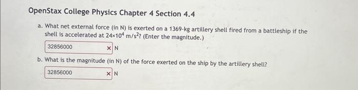 Solved OpenStax College Physics Chapter 4 Section 4.4 a. | Chegg.com