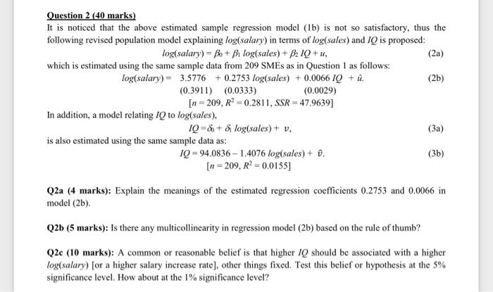 Question 2 (40 marks) It is noticed that the above | Chegg.com