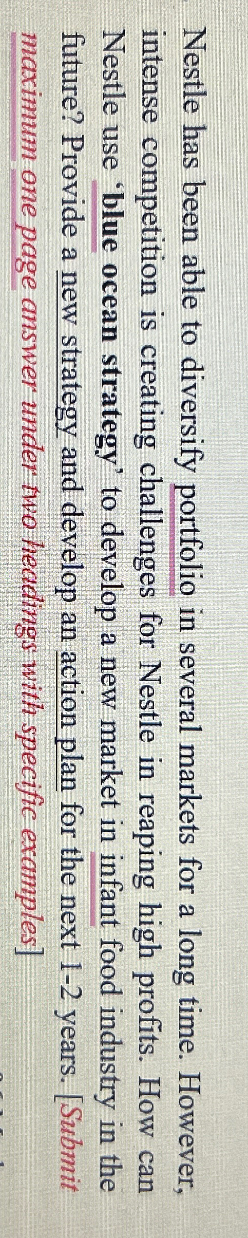 Solved Nestle has been able to diversify portfolio in | Chegg.com