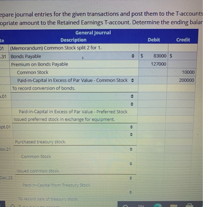 Solved Stockholders equity transactions journal entries and | Chegg.com