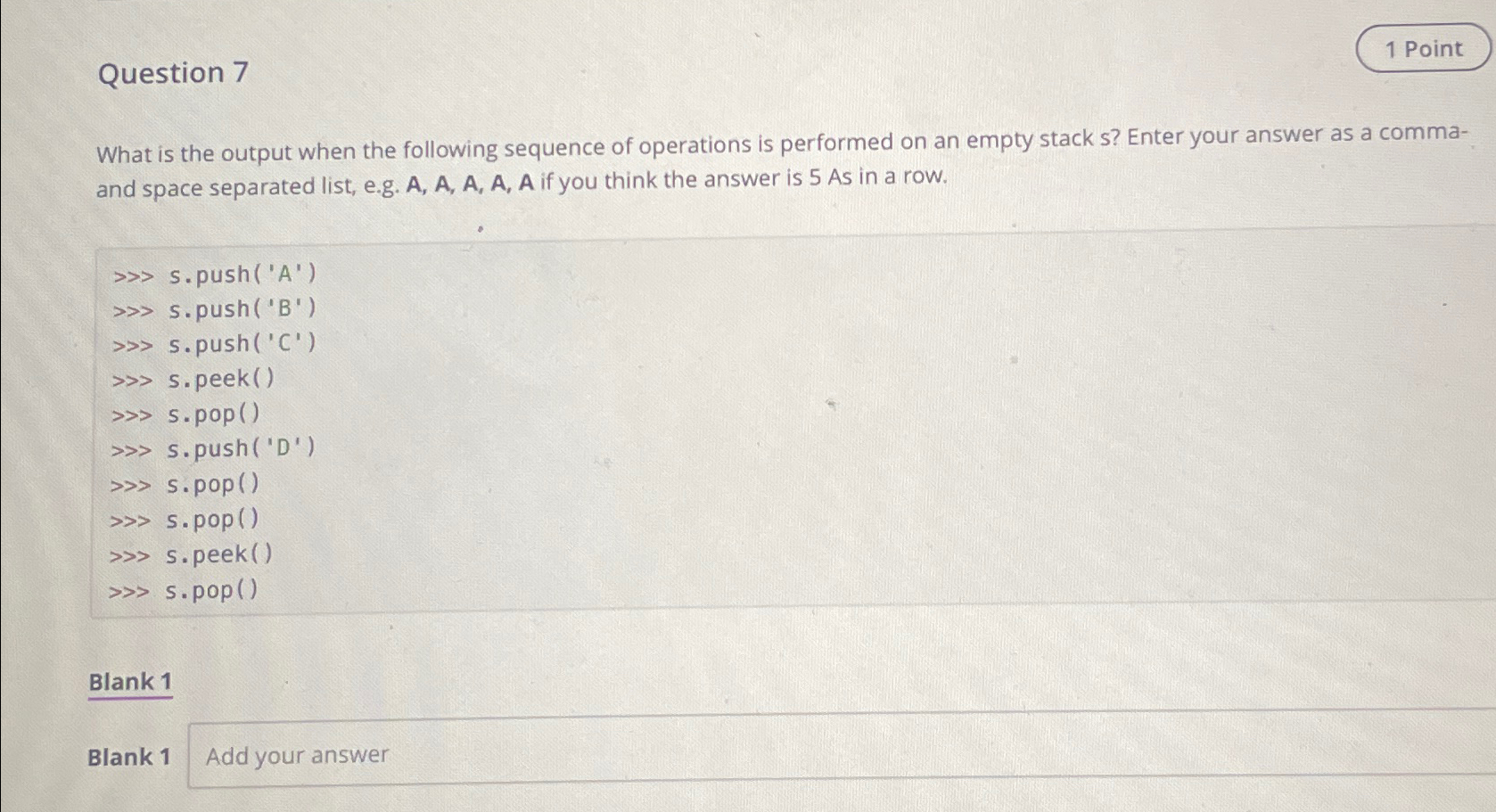 Solved Question 71 ﻿PointWhat is the output when the | Chegg.com