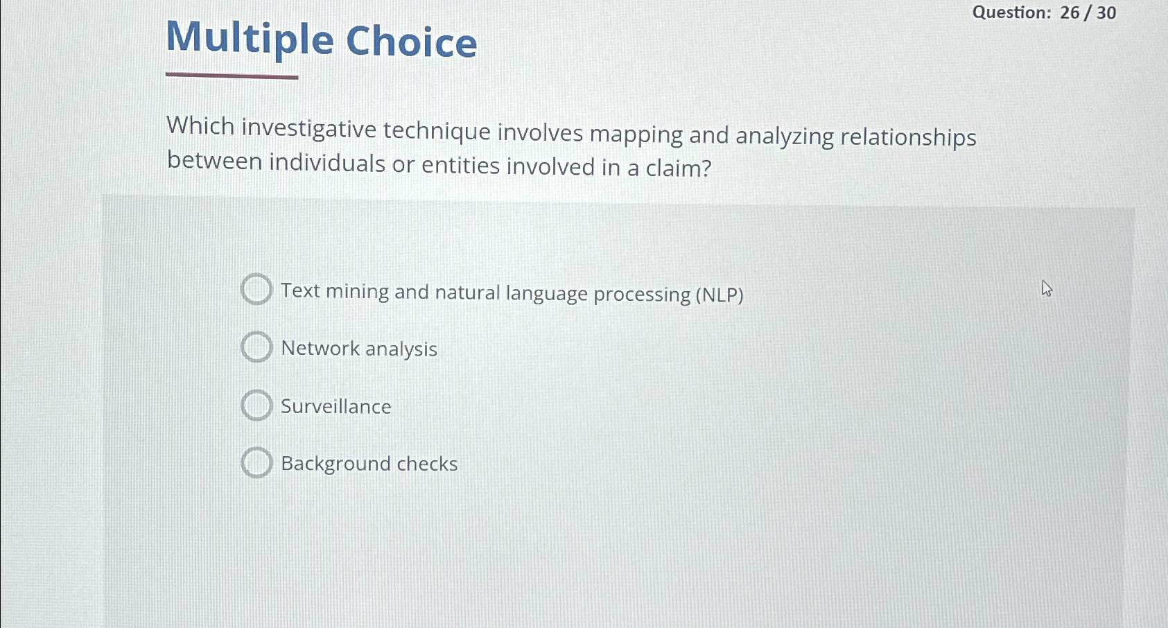 Solved Multiple ChoiceQuestion: 2630Which investigative | Chegg.com