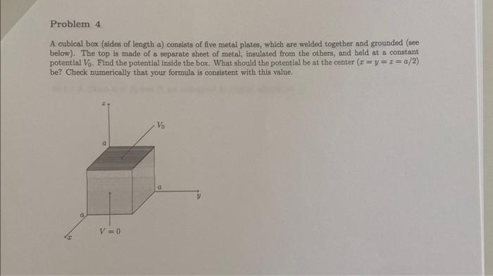 Solved A cubical box (sides of length a) consists of five | Chegg.com