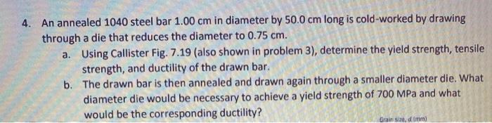 Solved 4. An annealed 1040 steel bar 1.00 cm in diameter by | Chegg.com