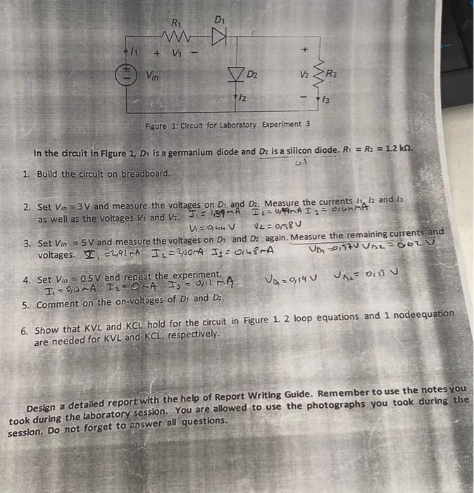 Figure 1: Clrcuit for Laboratory Experiment 3 In the | Chegg.com