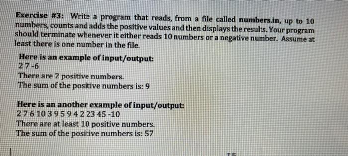 Solved Exercise #3: Write a program that reads, from a file | Chegg.com