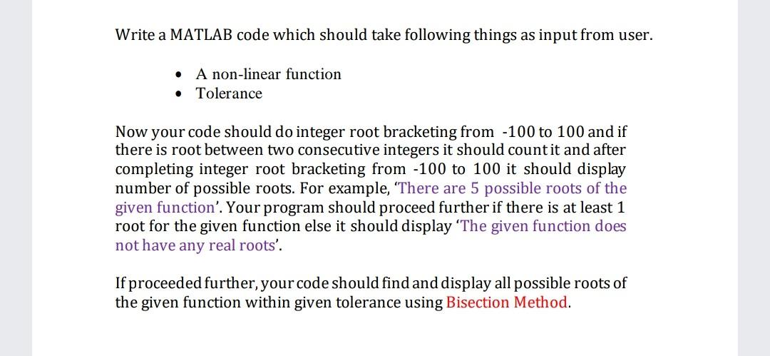 Solved Write a MATLAB code which should take following | Chegg.com
