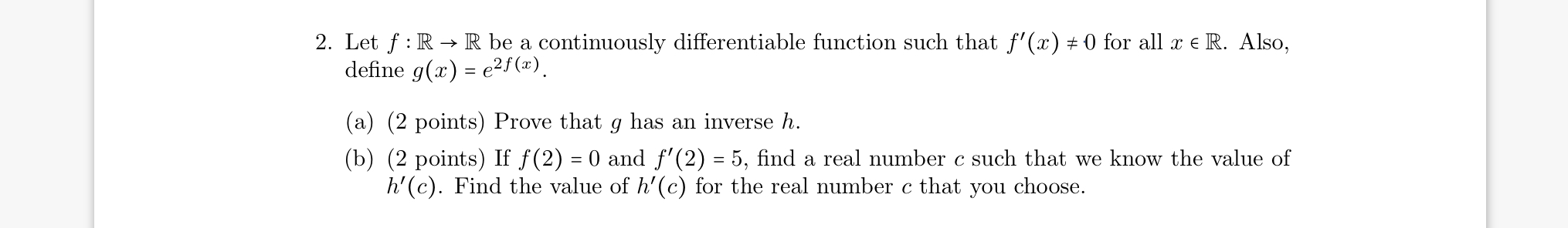 Solved Let f:R→R ﻿be a continuously differentiable function | Chegg.com