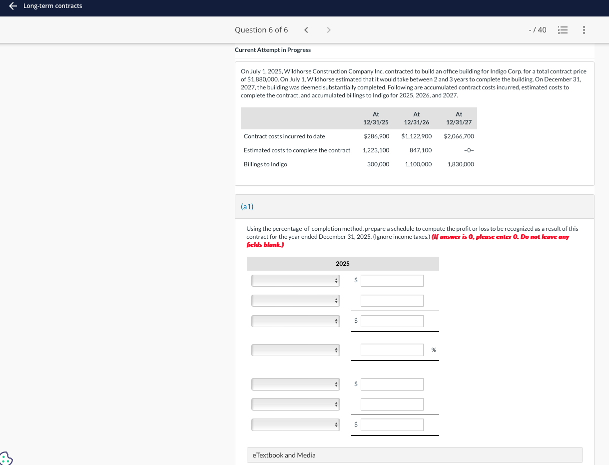 On July 1, 2025, ﻿Wildhorse Construction Company Inc. | Chegg.com