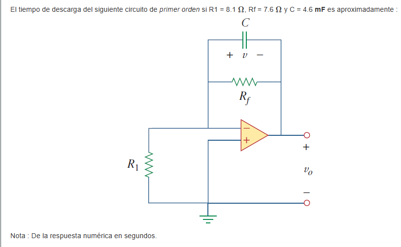 Solved El ﻿tiempo de ﻿descarga del siguiente circuito de | Chegg.com