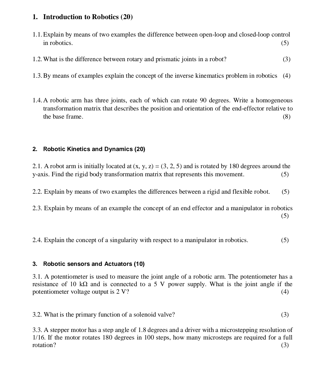 Solved Introduction to Robotics (20)1.1. ﻿Explain by means | Chegg.com