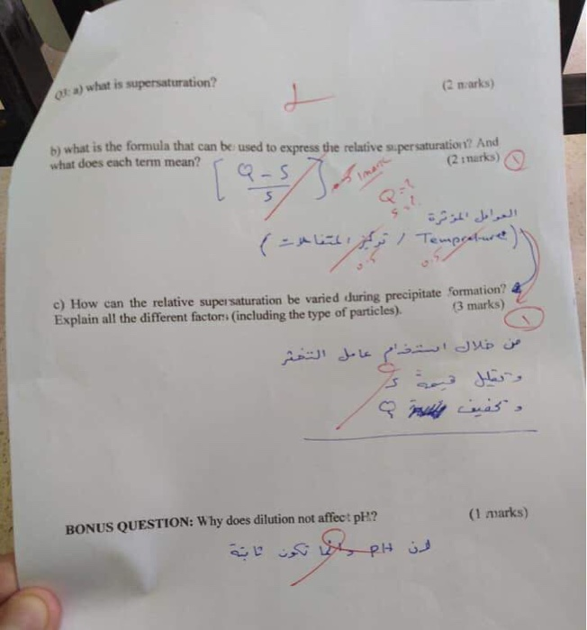 Solved ata) what is supersaturation? (2 marks) b) what is | Chegg.com