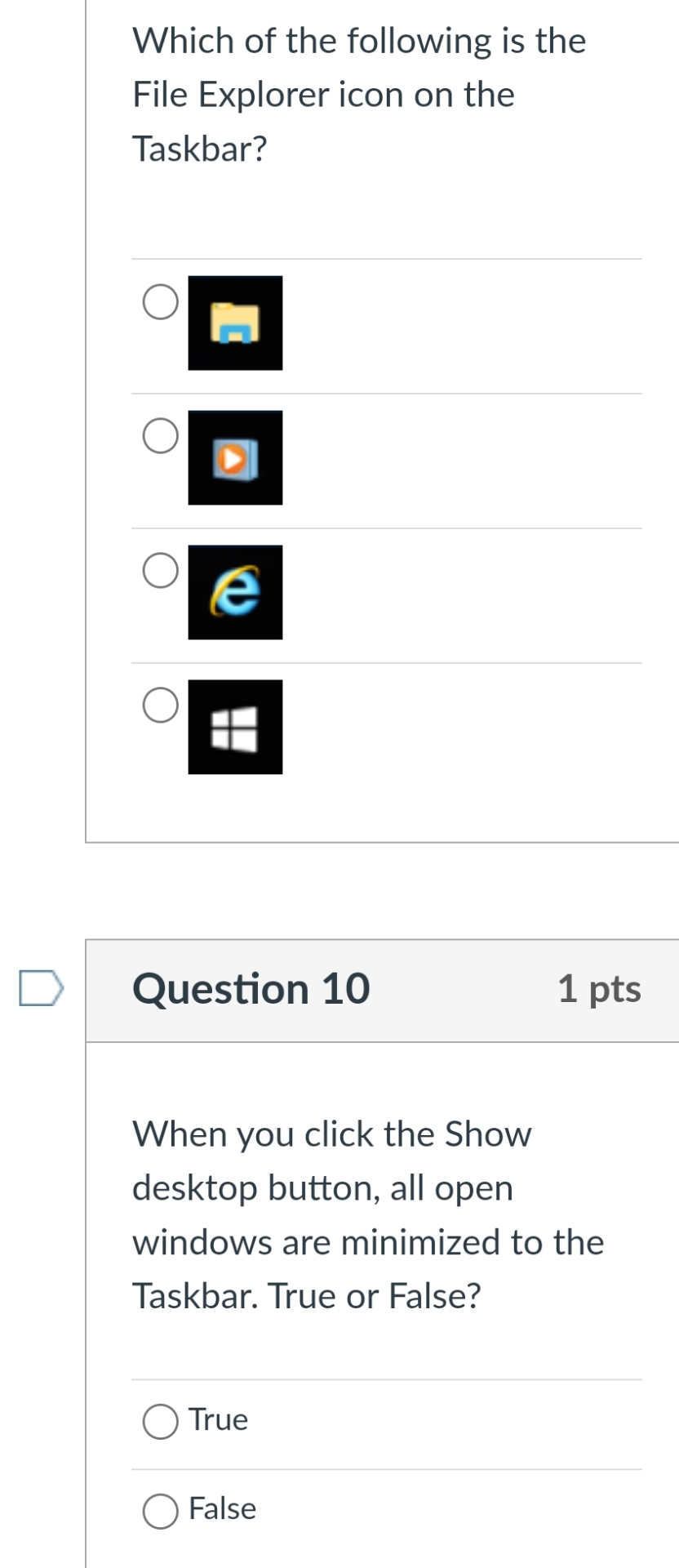 Solved Which of the following is the File Explorer icon on | Chegg.com