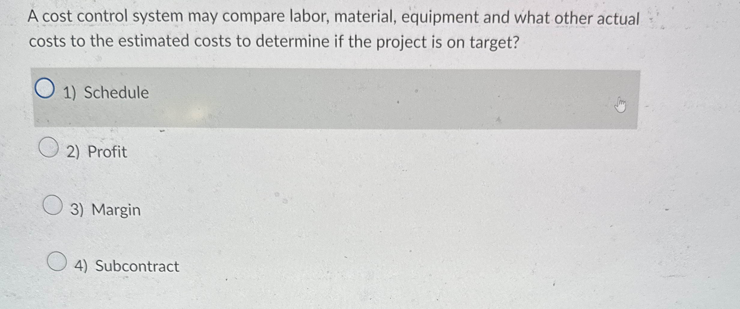 Solved A cost control system may compare labor, material, | Chegg.com
