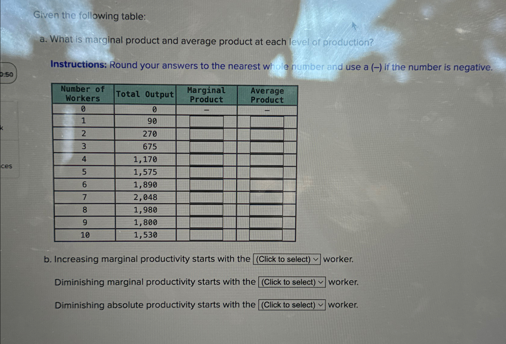 Solved Given the following table:a. ﻿What is marginal | Chegg.com