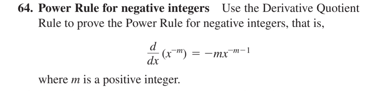 Solved Power Rule for negative integers Use the Derivative | Chegg.com