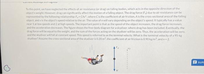 Solved To this point, we have neglected the effects of air | Chegg.com