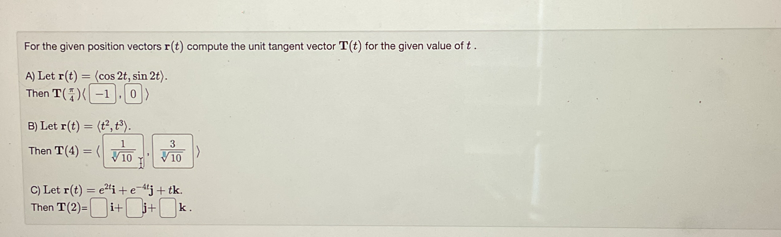 Solved Find a vector parametric equation vec(r)(t) ﻿for the | Chegg.com