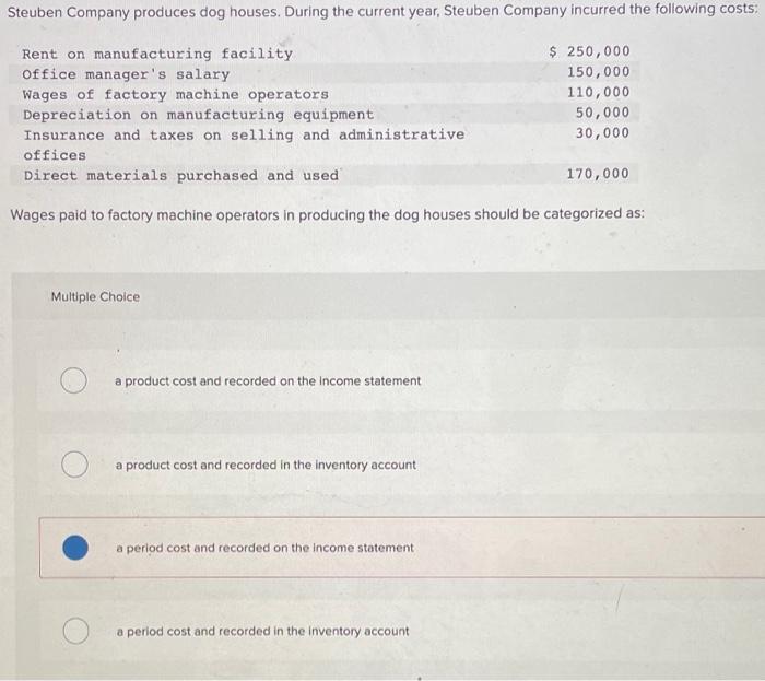 Solved Wages paid to factory machine operators in producing | Chegg.com