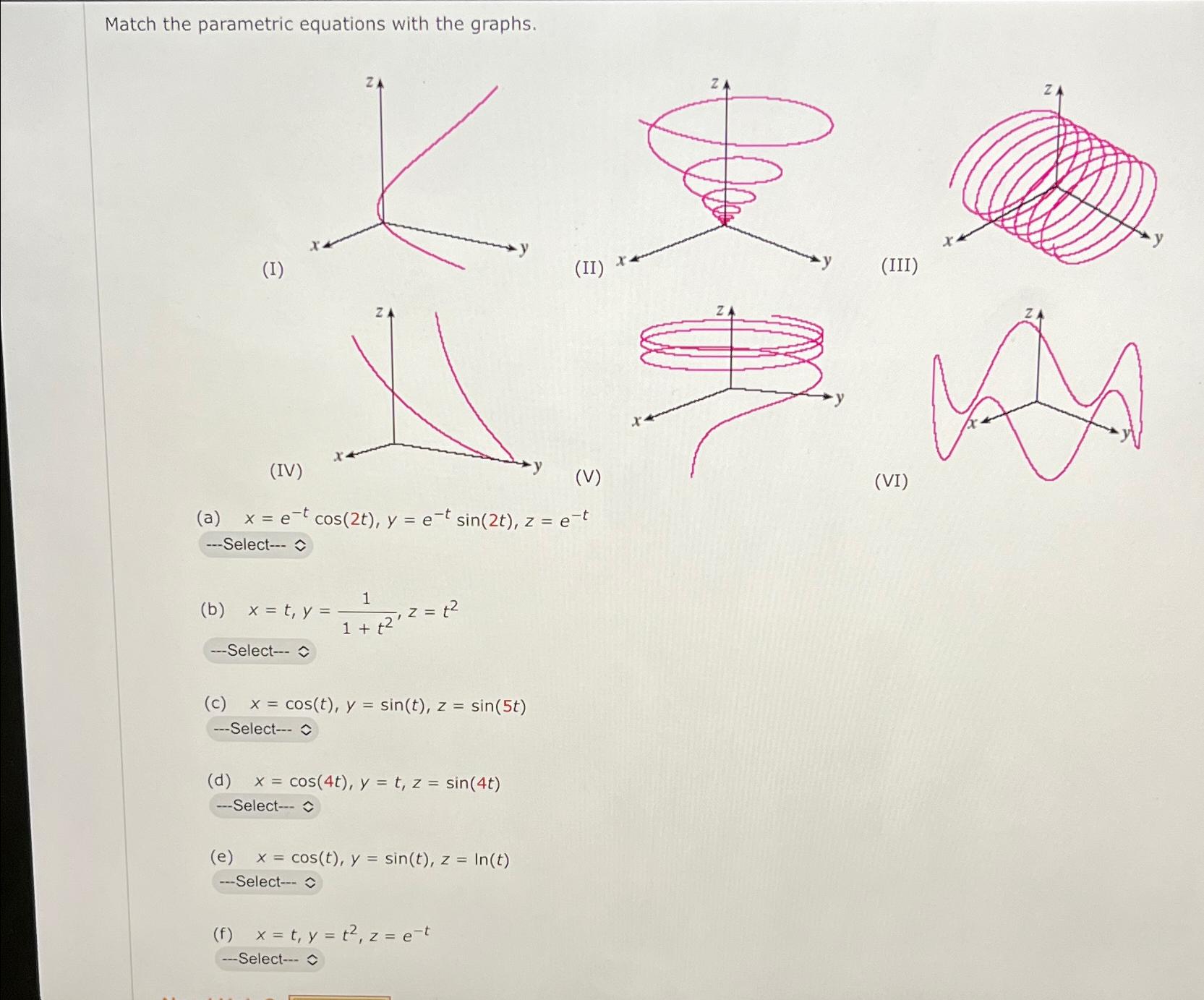 Solved Match the parametric equations with the | Chegg.com