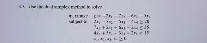 Solved 3.3. Use the dual simplex method to solve maximize | Chegg.com