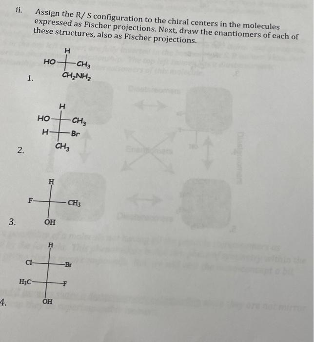 Solved ii. Assign the R/S configuration to the chiral | Chegg.com