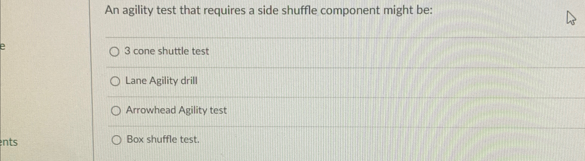 Solved An agility test that requires a side shuffle | Chegg.com