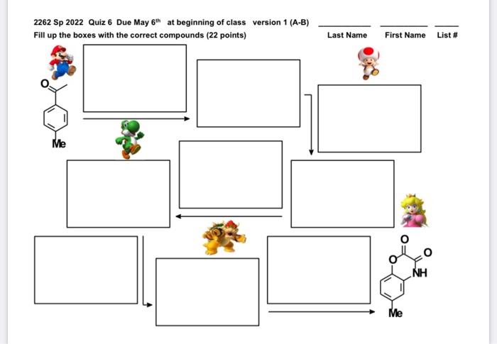 2262 Sp 2022 Quiz 6 Due May 6th at beginning of class | Chegg.com