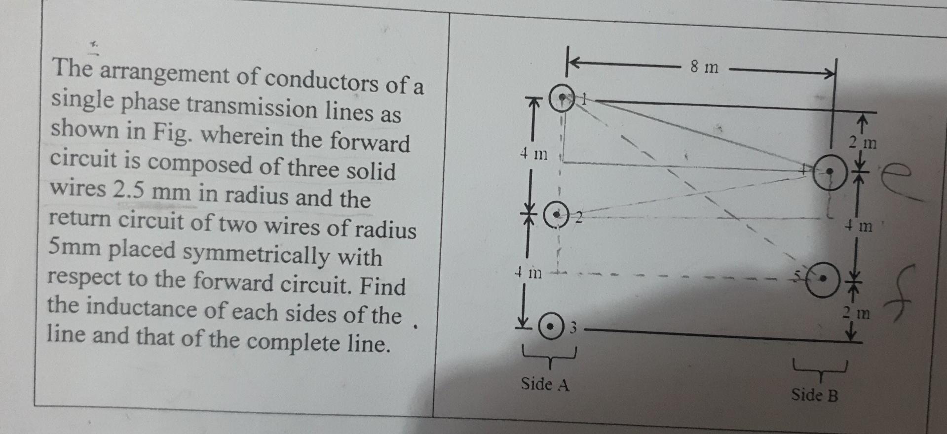 Solved The arrangement of conductors of a single phase | Chegg.com