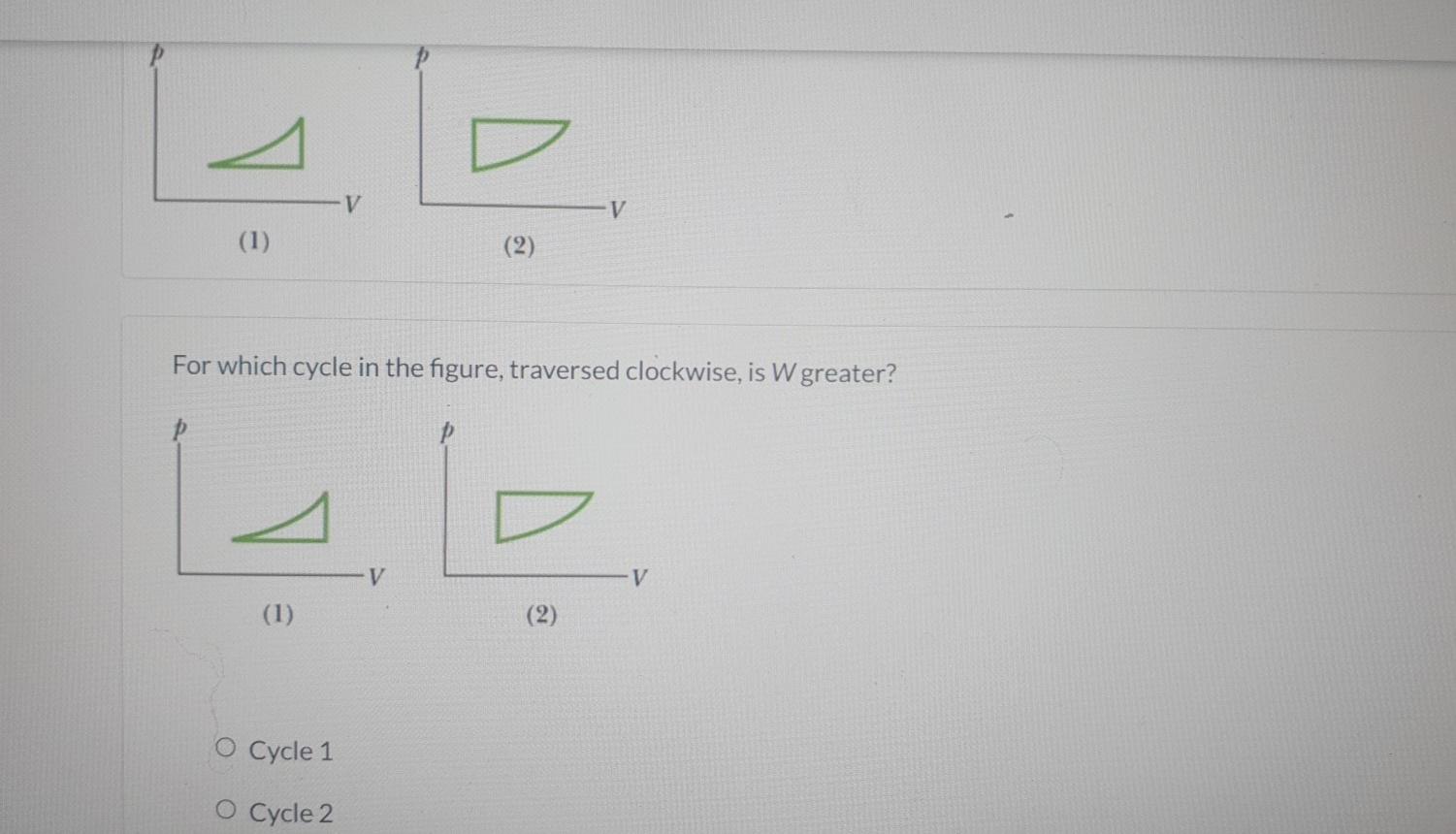 Solved V (1) (1) For which cycle in the figure, traversed | Chegg.com