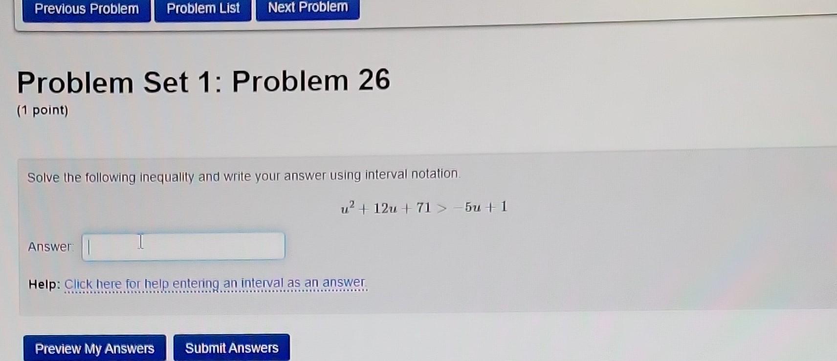 Solved Problem Set 1: Problem 26 (1 point) Solve the | Chegg.com